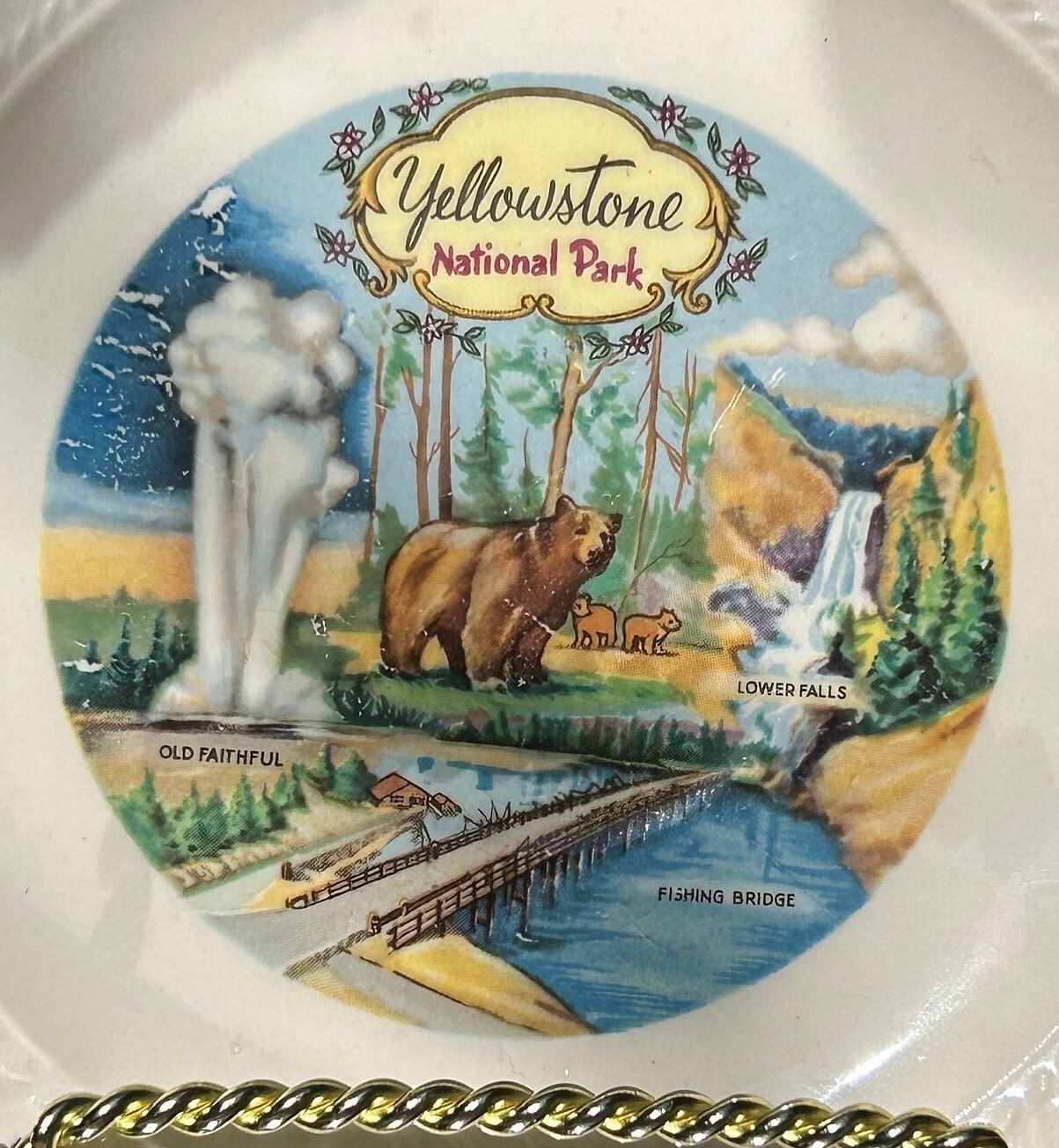 Vintage Yellowstone National Park Souvenir Plate, Catchall, Trinket ...