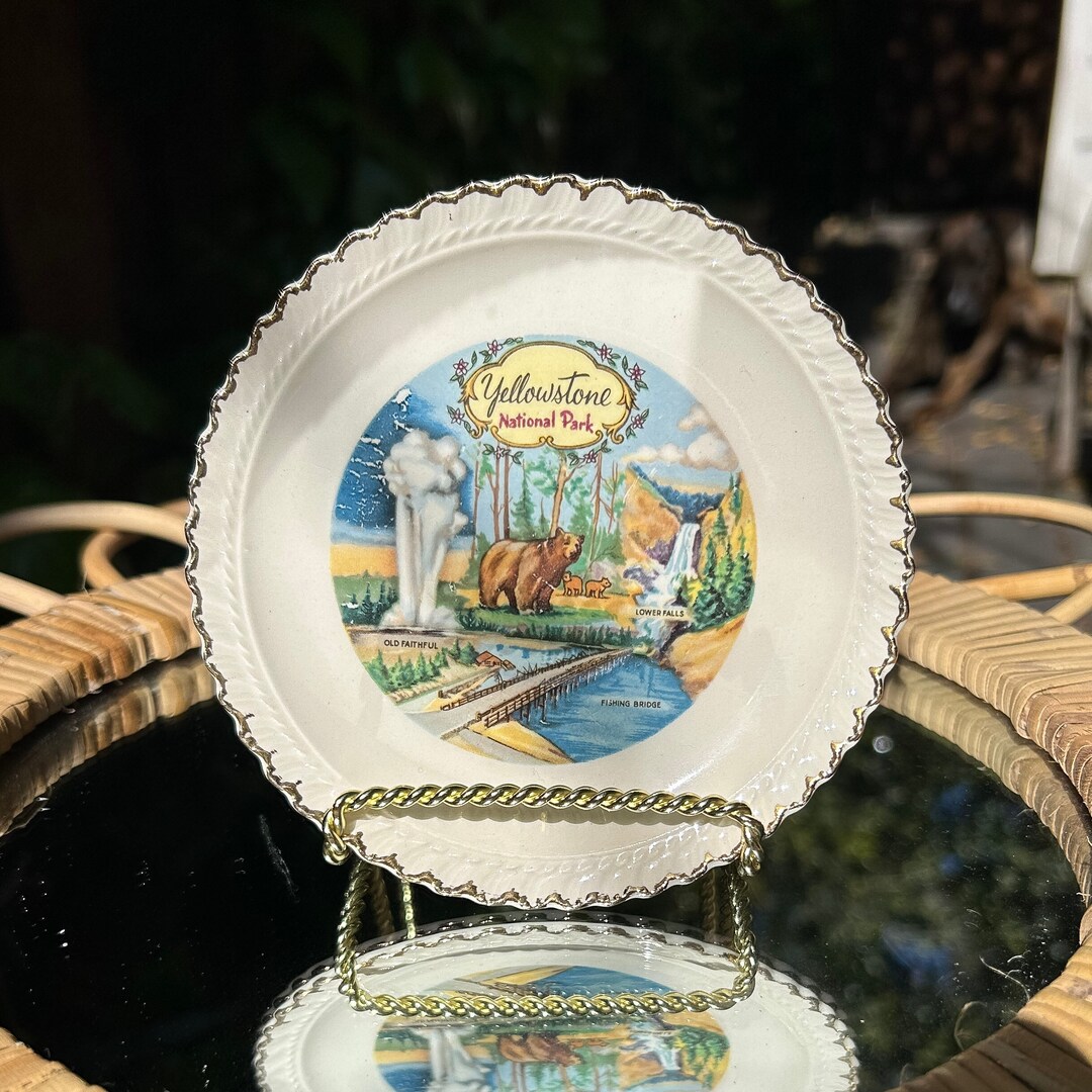 Vintage Yellowstone National Park Souvenir Plate, Catchall, Trinket ...