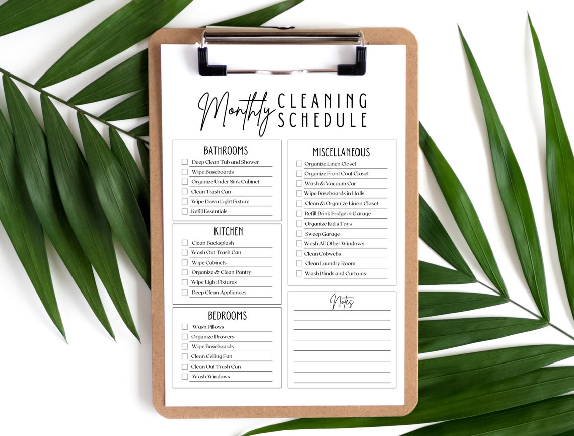 Cleaning Schedule Cleaning Checklist Cleaning Planner - Etsy