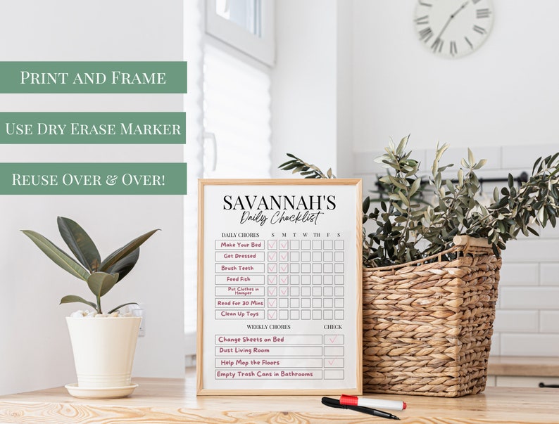 Printable Chore Chart, Chore Chart, Chore Chart for Kids, Reward Chart ...