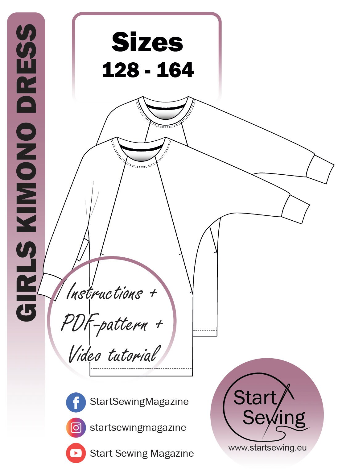 Girls Kimono Dress Pdf Sewing Pattern With Video Tutorial! 2 Styles! - Etsy