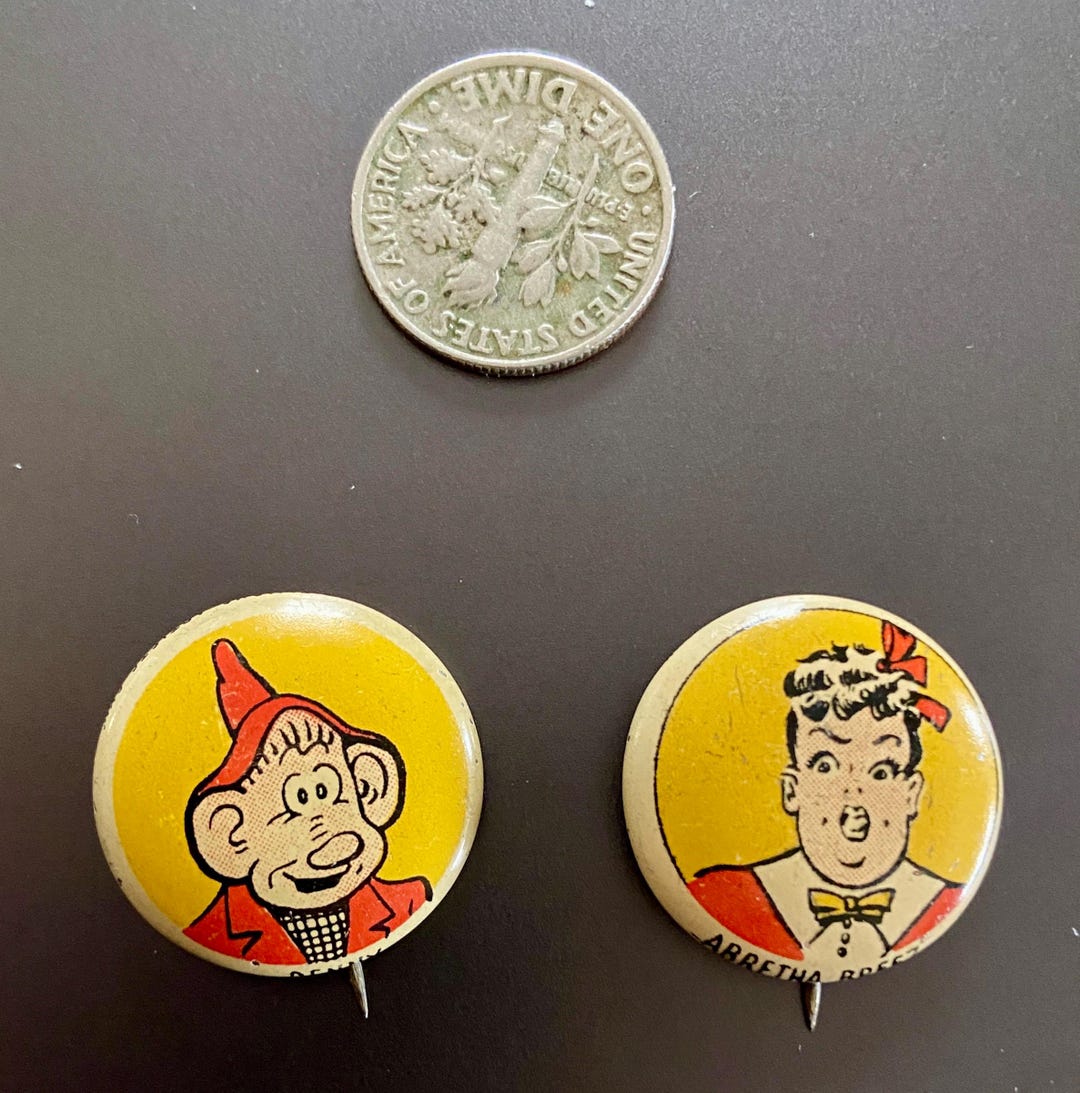 Arretha Breez and Denny Pep Buttons, 1947, Kellogg - Etsy