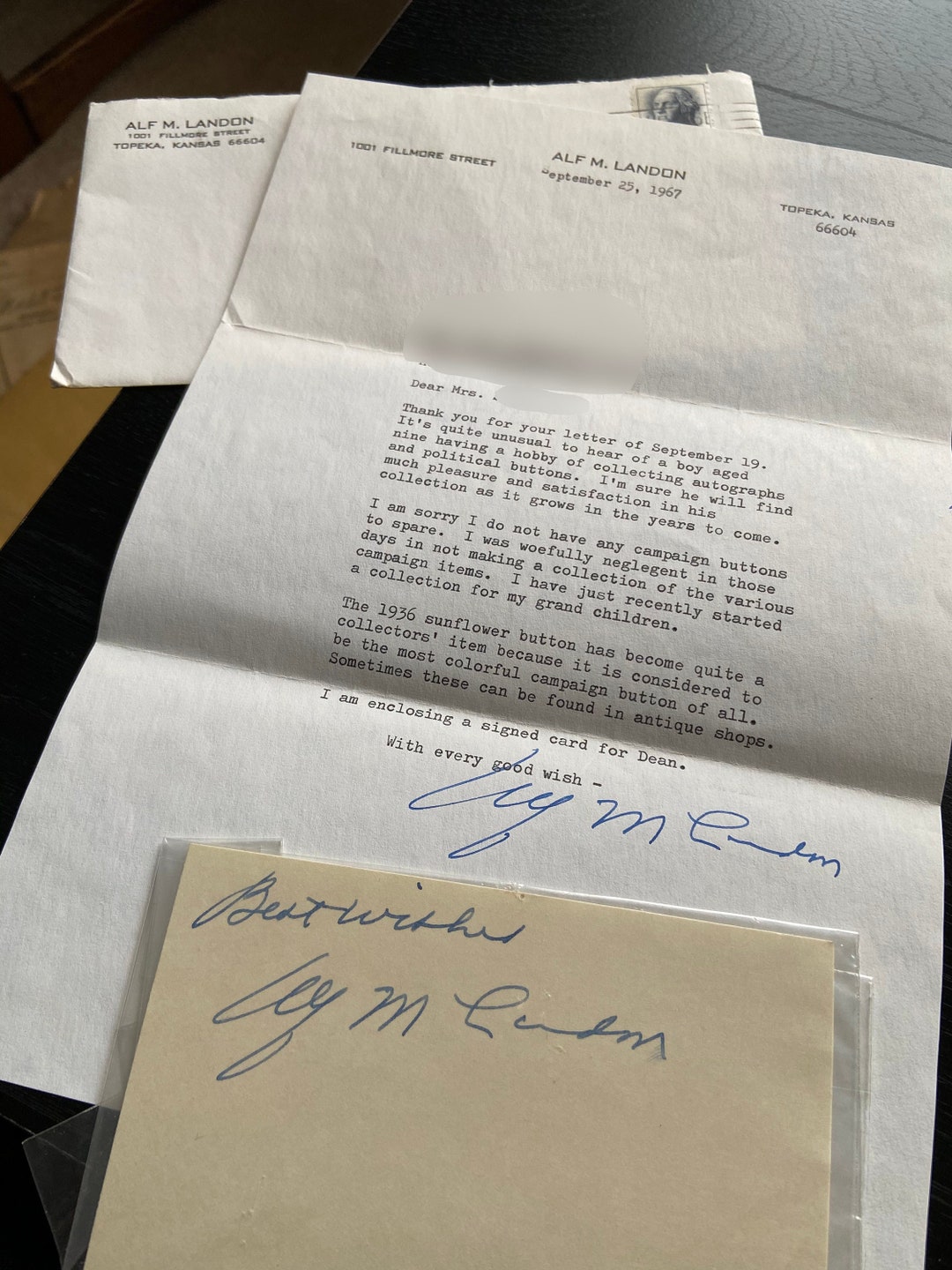Governor Alf Landon, Kansas, Signature From 1967 - Etsy