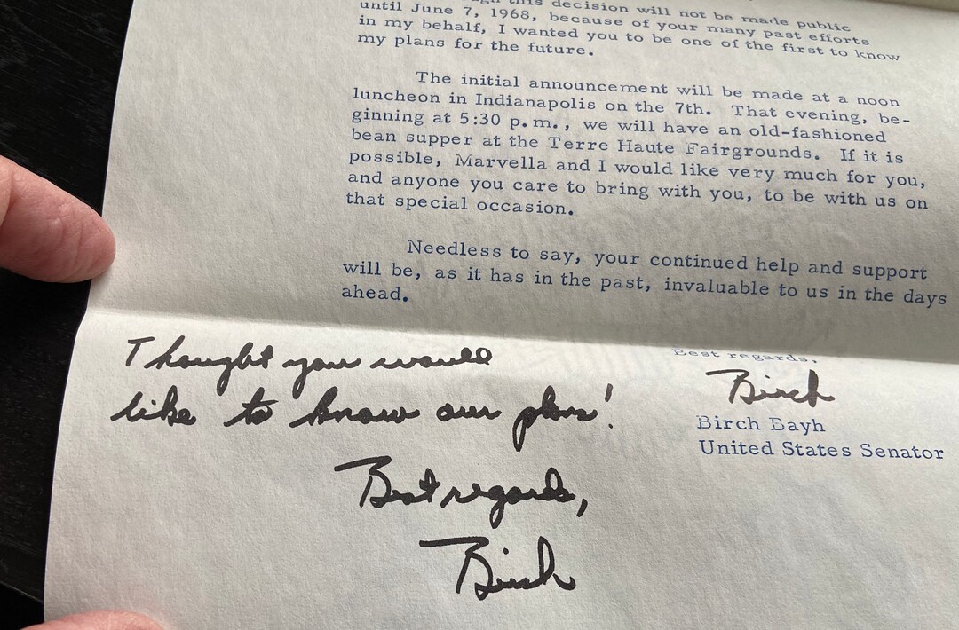 Senator Birch Bayh Signature and Correspondence - Etsy