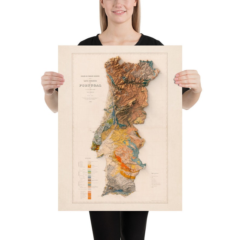 Vintage Geological Map of Portugal 1899 Enhanced With - Etsy
