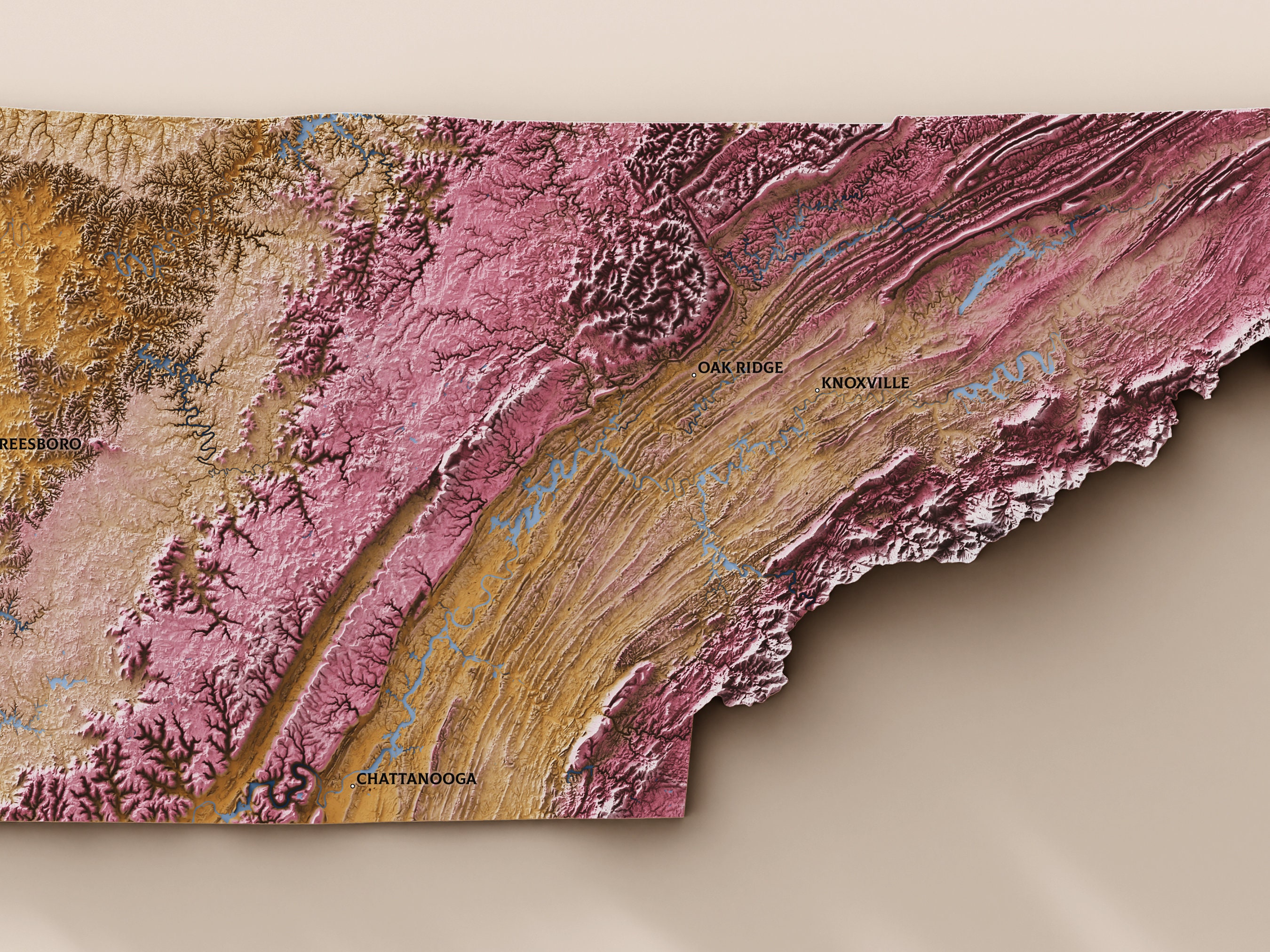 Vibrant Horizons: Tennessee Shaded Relief Map Poster - Etsy