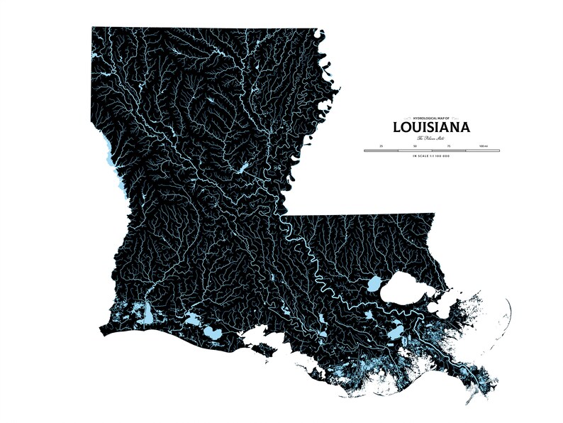 Louisiana Map Poster 3 Options - Etsy