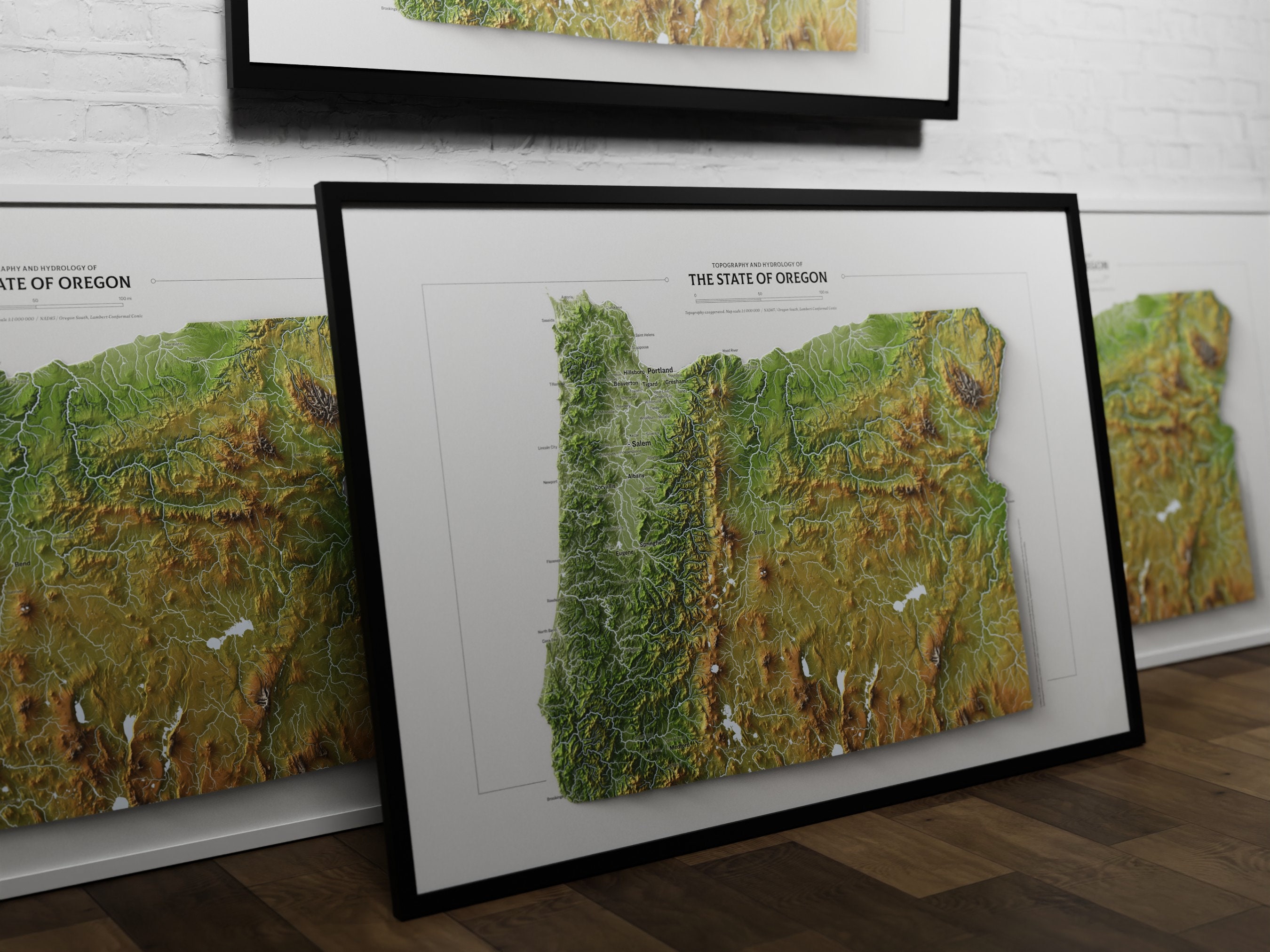 Exquisite Oregon Map Poster Topography and Hydrology Unveiled - Etsy