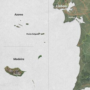 Shaded Relief Map of Portugal - Etsy