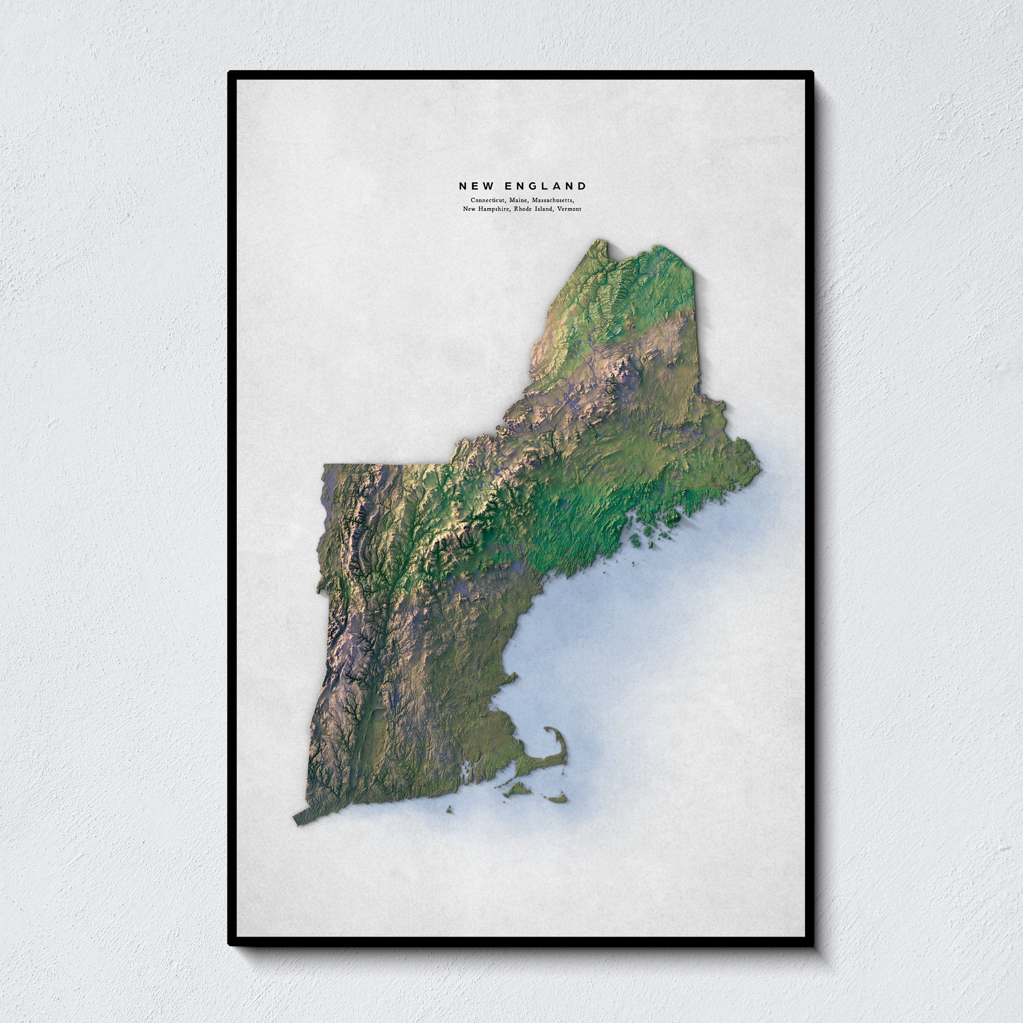 unlabeled map of new england