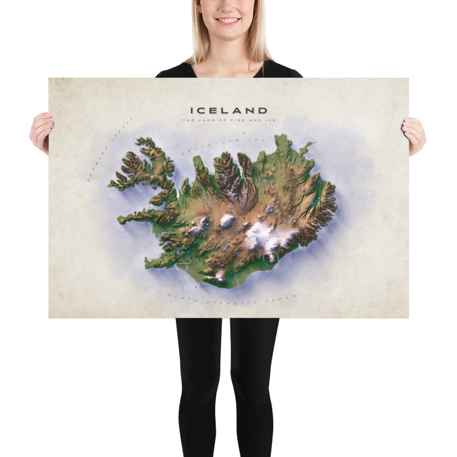 Iceland Vintage Style Poster Iceland Map Iceland Wall Decor - Etsy