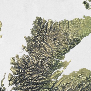 Scotland Topographic Map, Map of Scotland, Scotland Decor, Scotland ...
