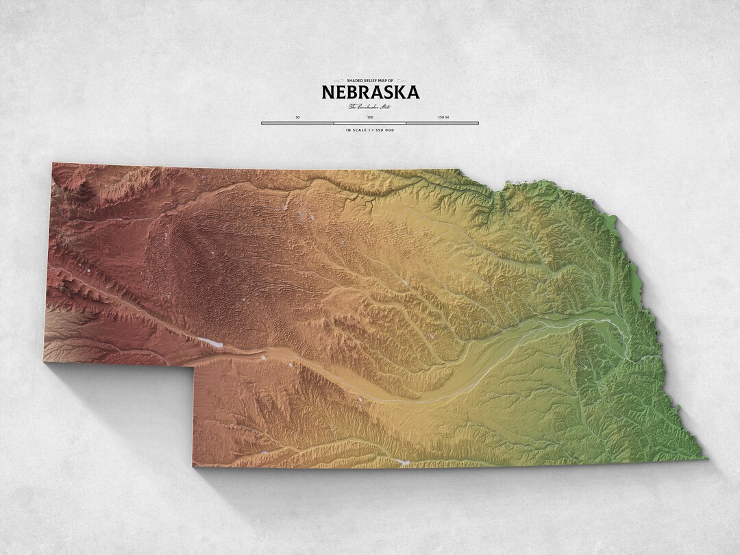 Nebraska Map Poster 3 Options - Etsy