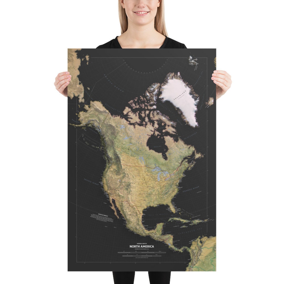 Relief map of north america