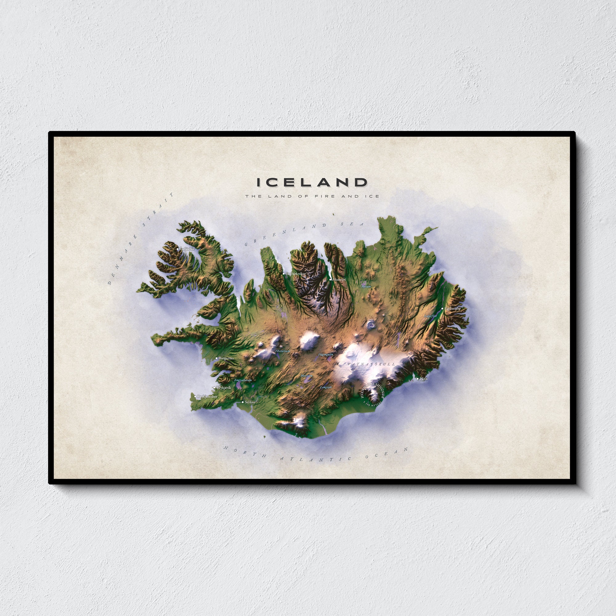 Iceland Vintage Style Poster, Iceland Map, Iceland Wall Decor, Iceland ...