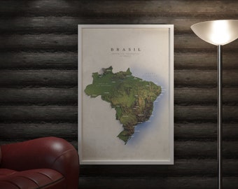 Brazil Map Wall Poster - Etsy