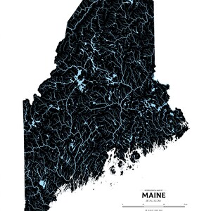 Maine Map Poster 3 Options - Etsy