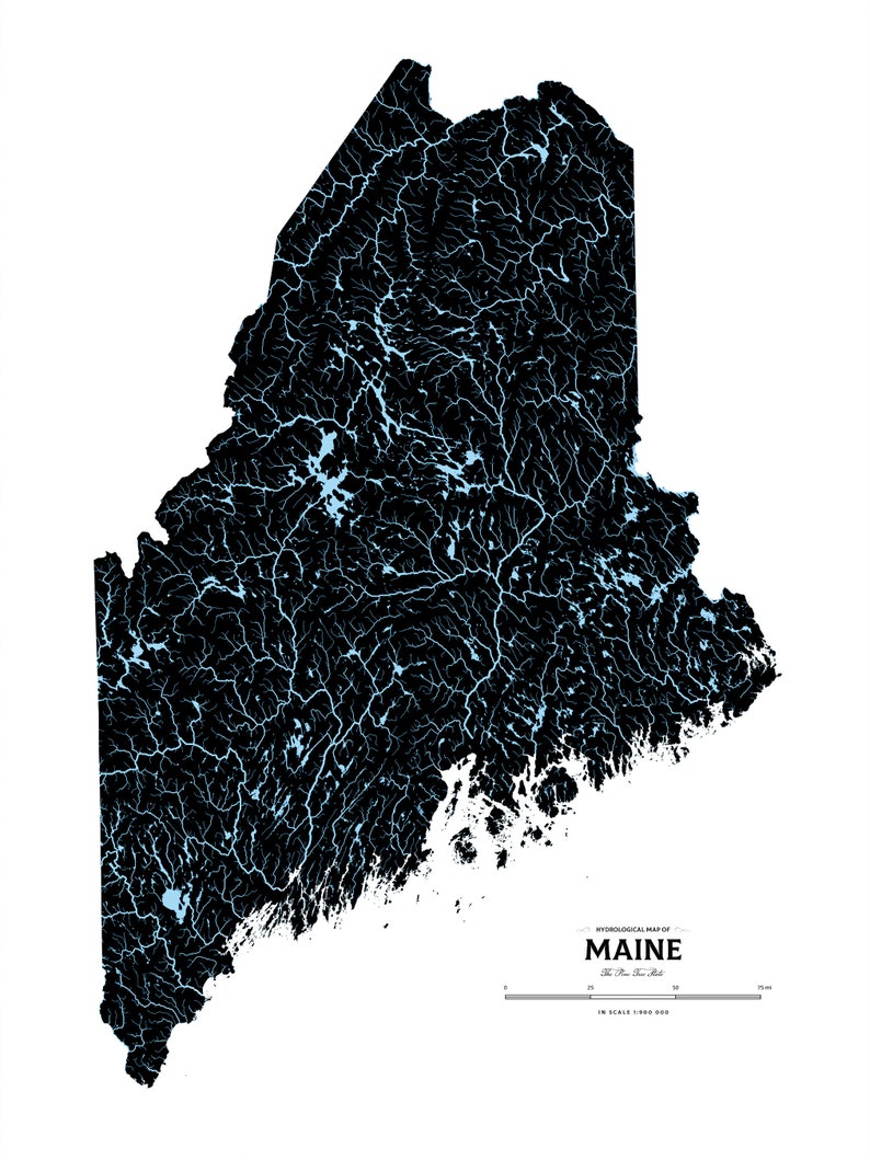 Maine Map Poster 3 Options - Etsy