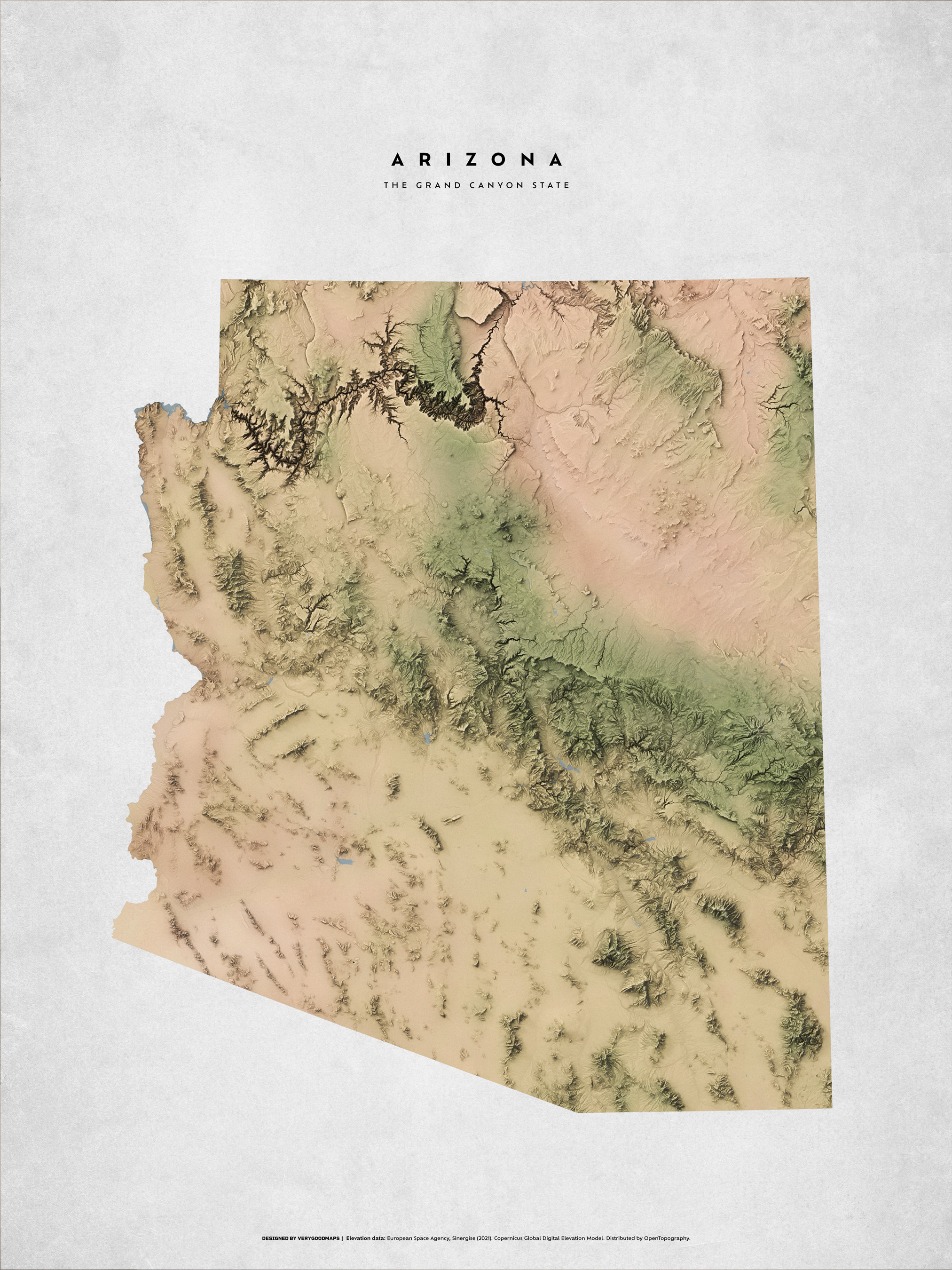 Topographic map of arizona