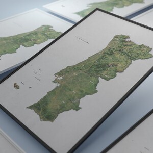 Shaded Relief Map of Portugal - Etsy