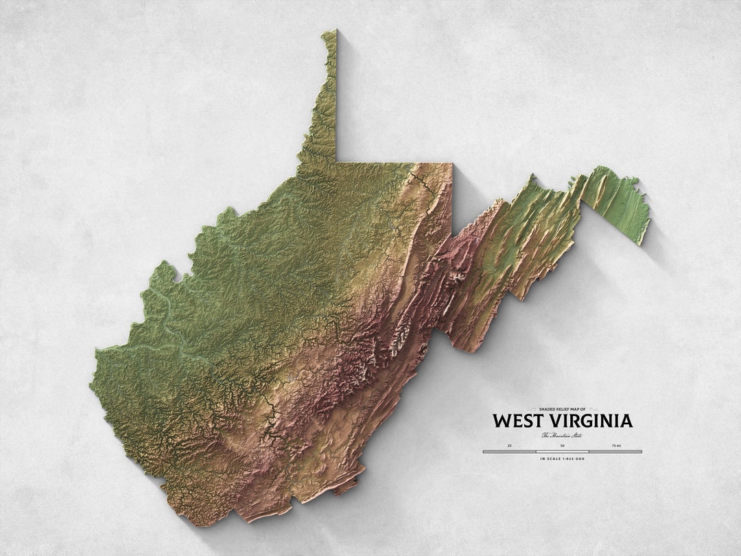 West Virginia Map Poster 3 Options - Etsy
