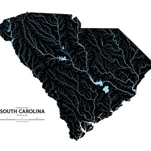 South Carolina Map Poster 3 Options - Etsy