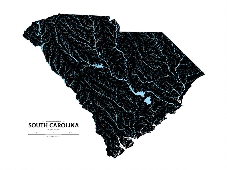 South Carolina Map Poster 3 Options - Etsy