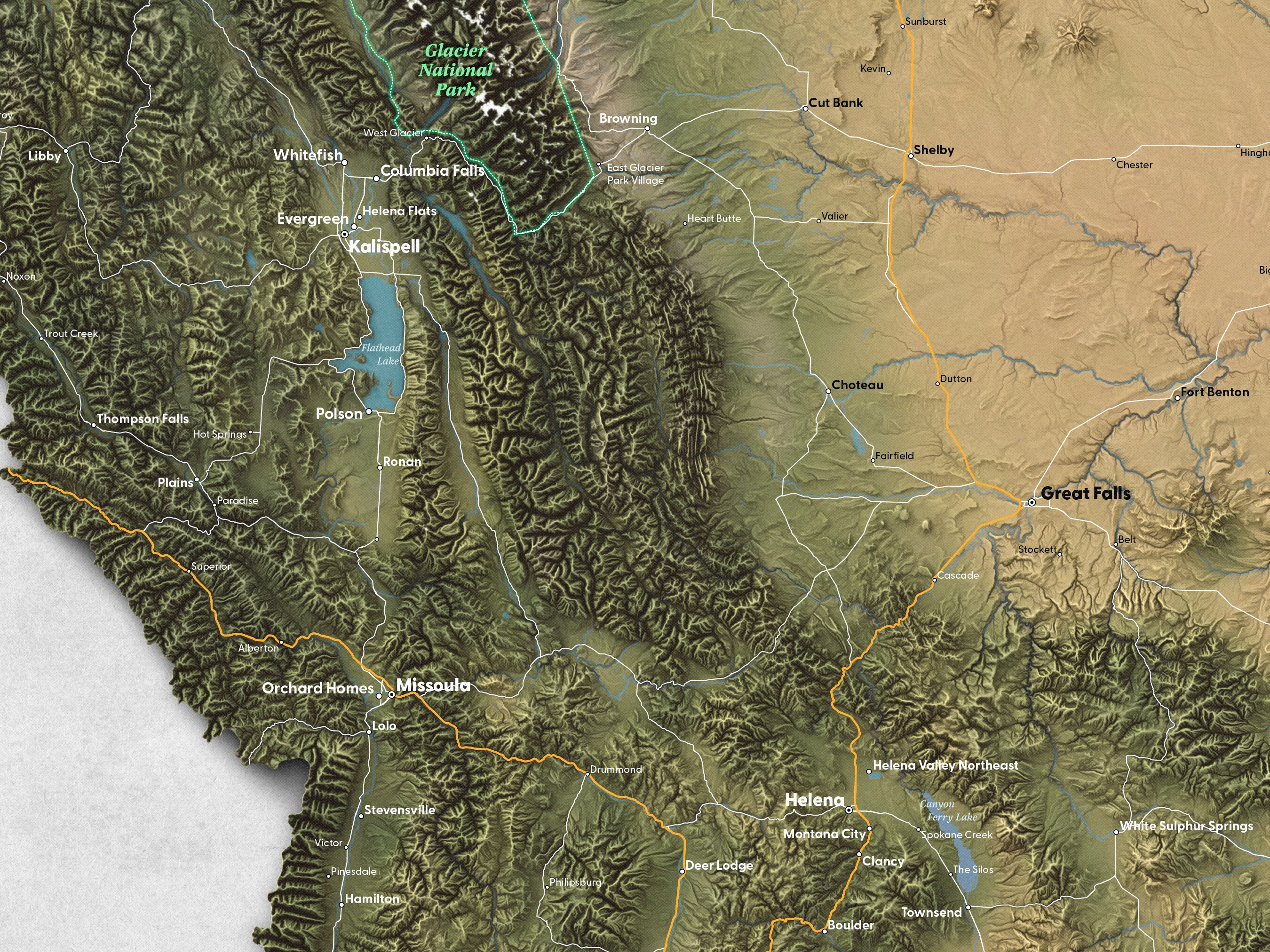 Montana Topographic Map, Map of Montana, Montana Decor, Montana Wall ...
