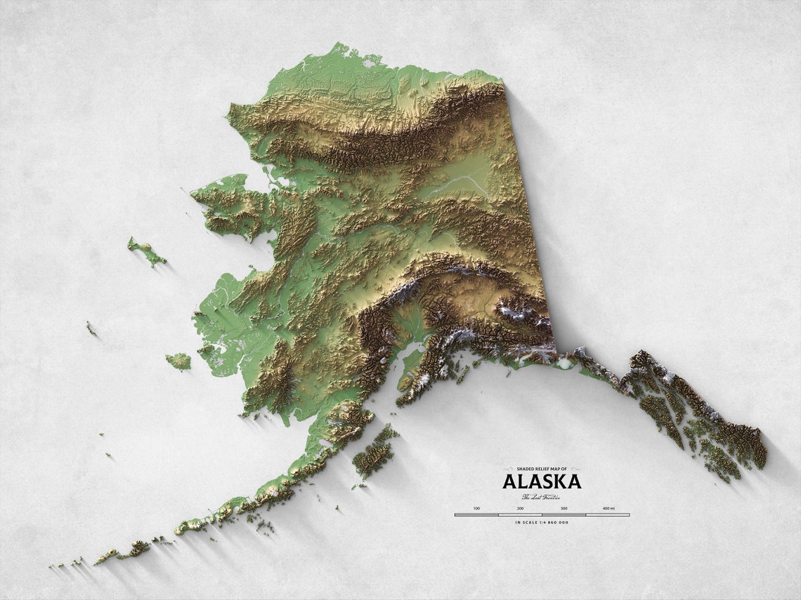 Alaska Map Poster 3 Options - Etsy