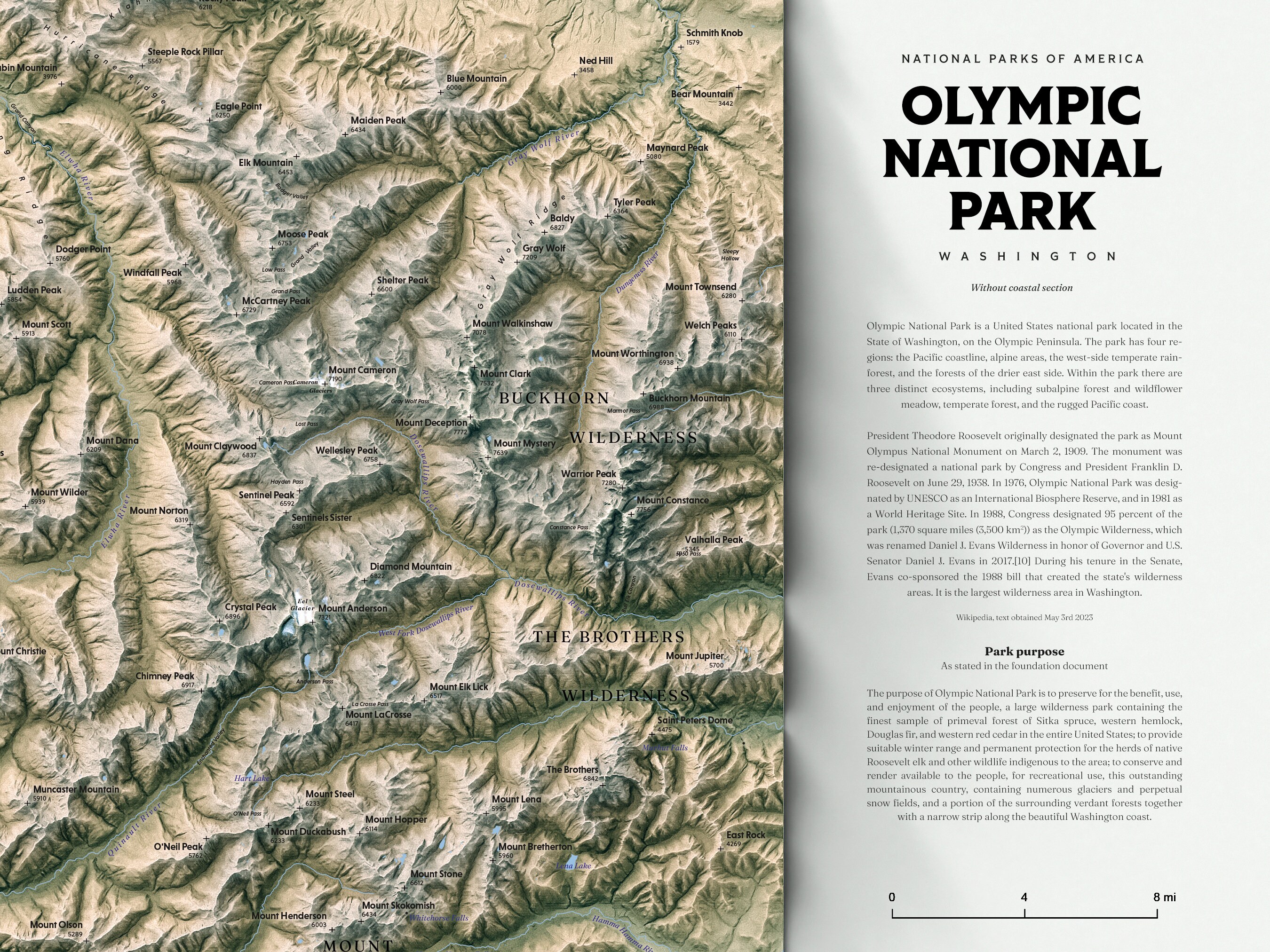 Olympic National Park Map Poster - Etsy