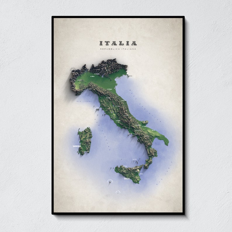 Italy Poster Italy Map Italy Wall Decor Italy Map Poster - Etsy