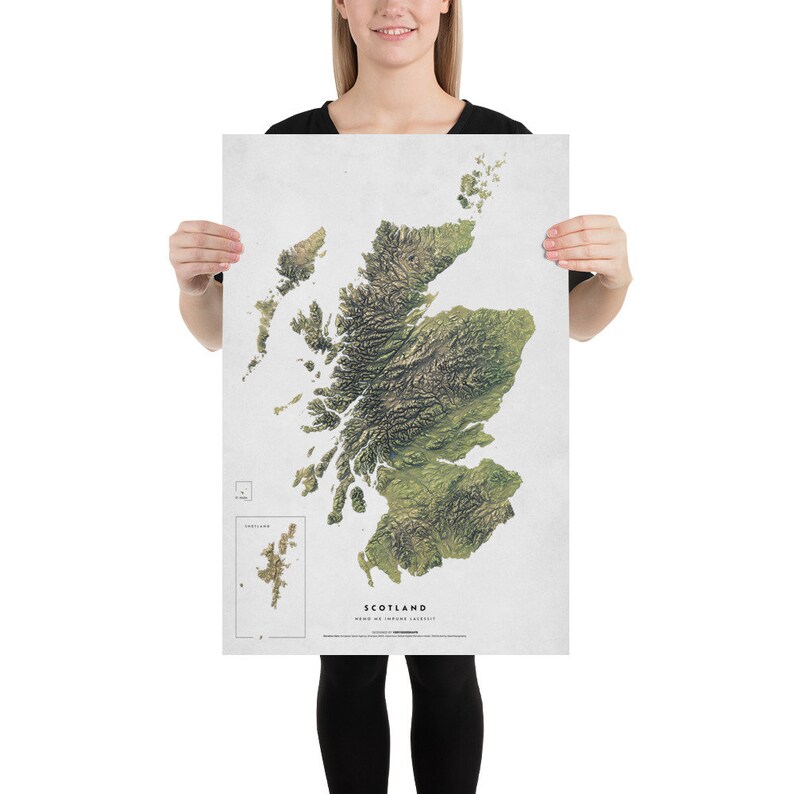 Scotland Topographic Map, Map of Scotland, Scotland Decor, Scotland ...
