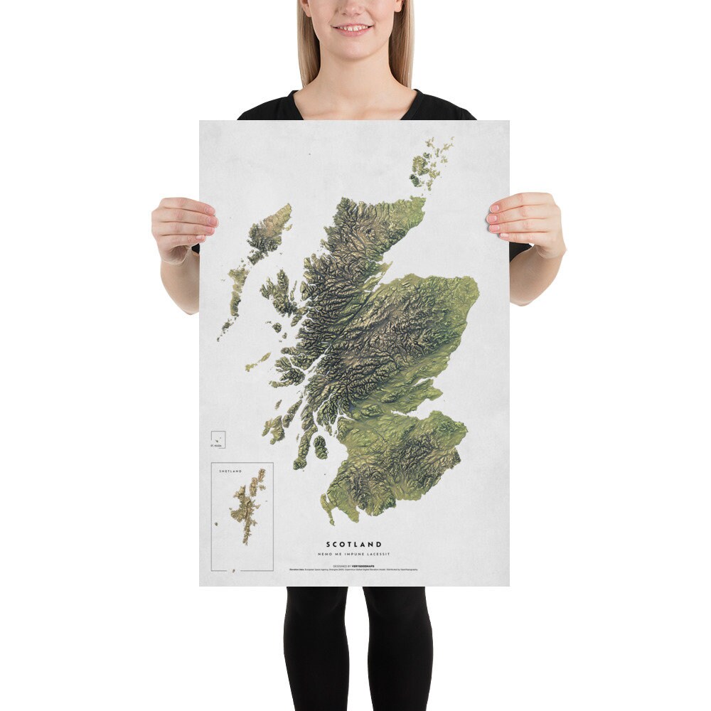 Scotland Topographic Map, Map of Scotland, Scotland Decor, Scotland ...