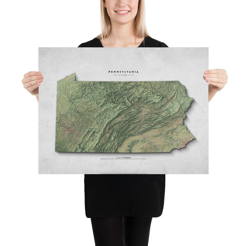 Pennsylvania Topographic Map Map of Pennsylvania - Etsy