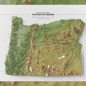 Exquisite Oregon Map Poster Topography and Hydrology Unveiled - Etsy