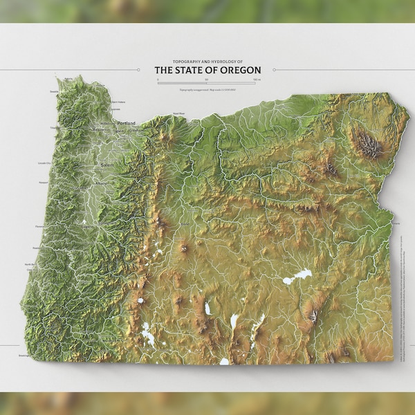 Oregon Topography - Etsy