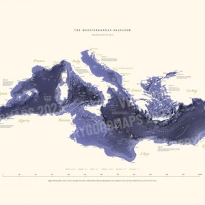 Mediterranean Seafloor Shaded Relief Map Explore the Depths in Stunning ...