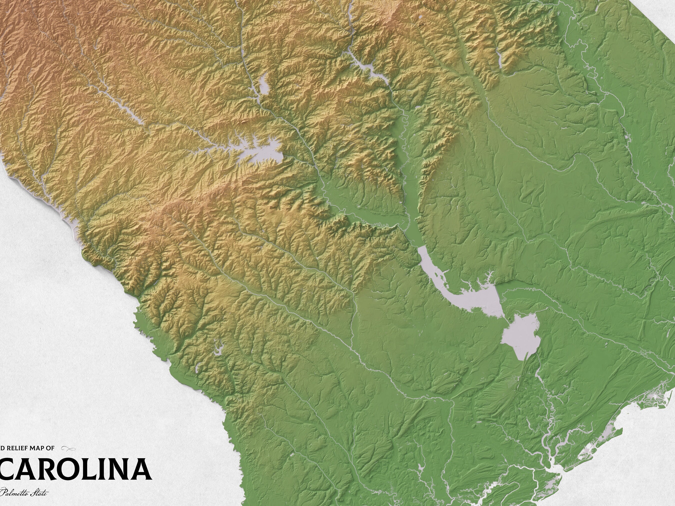 South Carolina Map Poster 3 Options - Etsy
