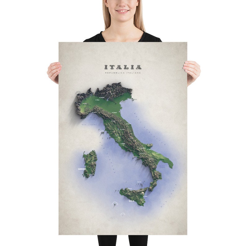 Italy Poster Italy Map Italy Wall Decor Italy Map Poster - Etsy