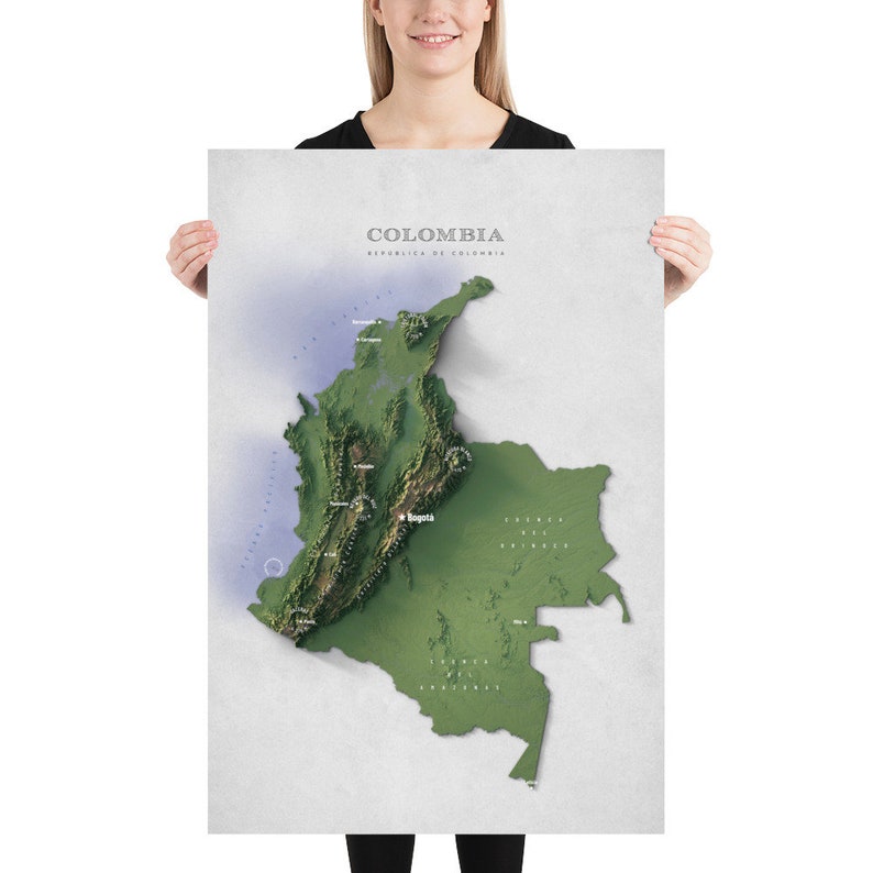 Colombia Poster, Colombia Map, Colombia Wall Decor, Colombia Map Poster ...