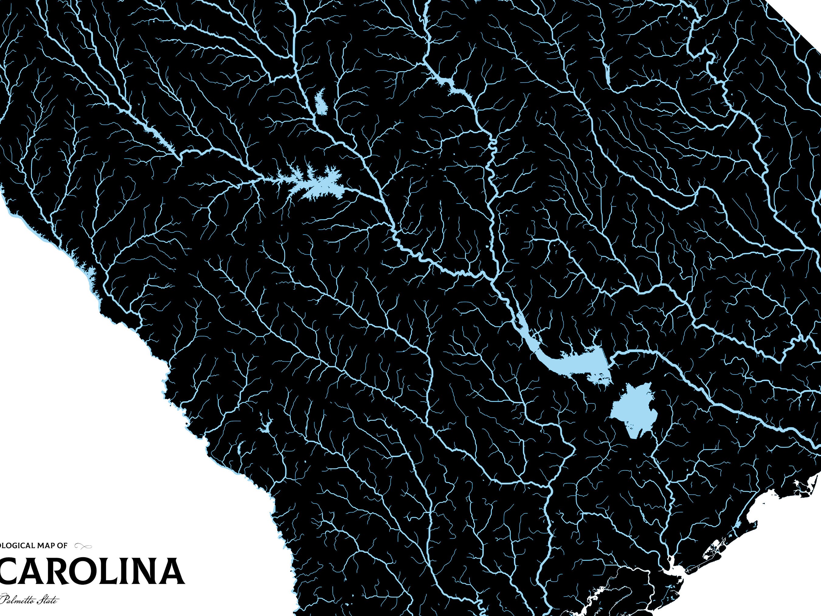 South Carolina Map Poster 3 Options - Etsy