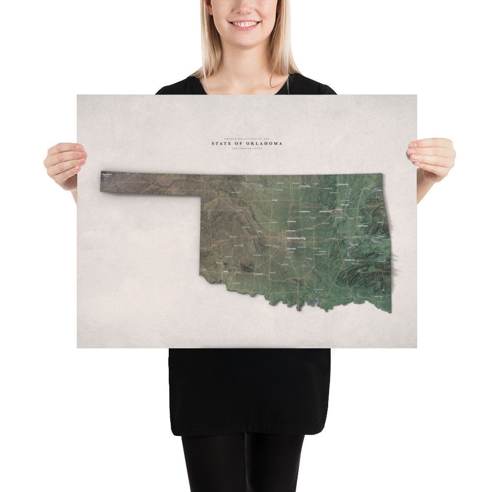 Oklahoma State Map Poster - Etsy