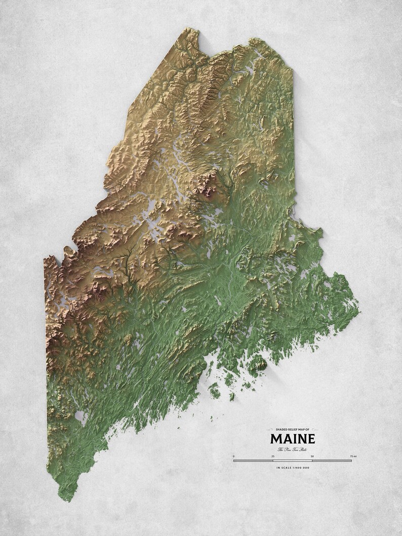 Maine Map Poster 3 Options - Etsy