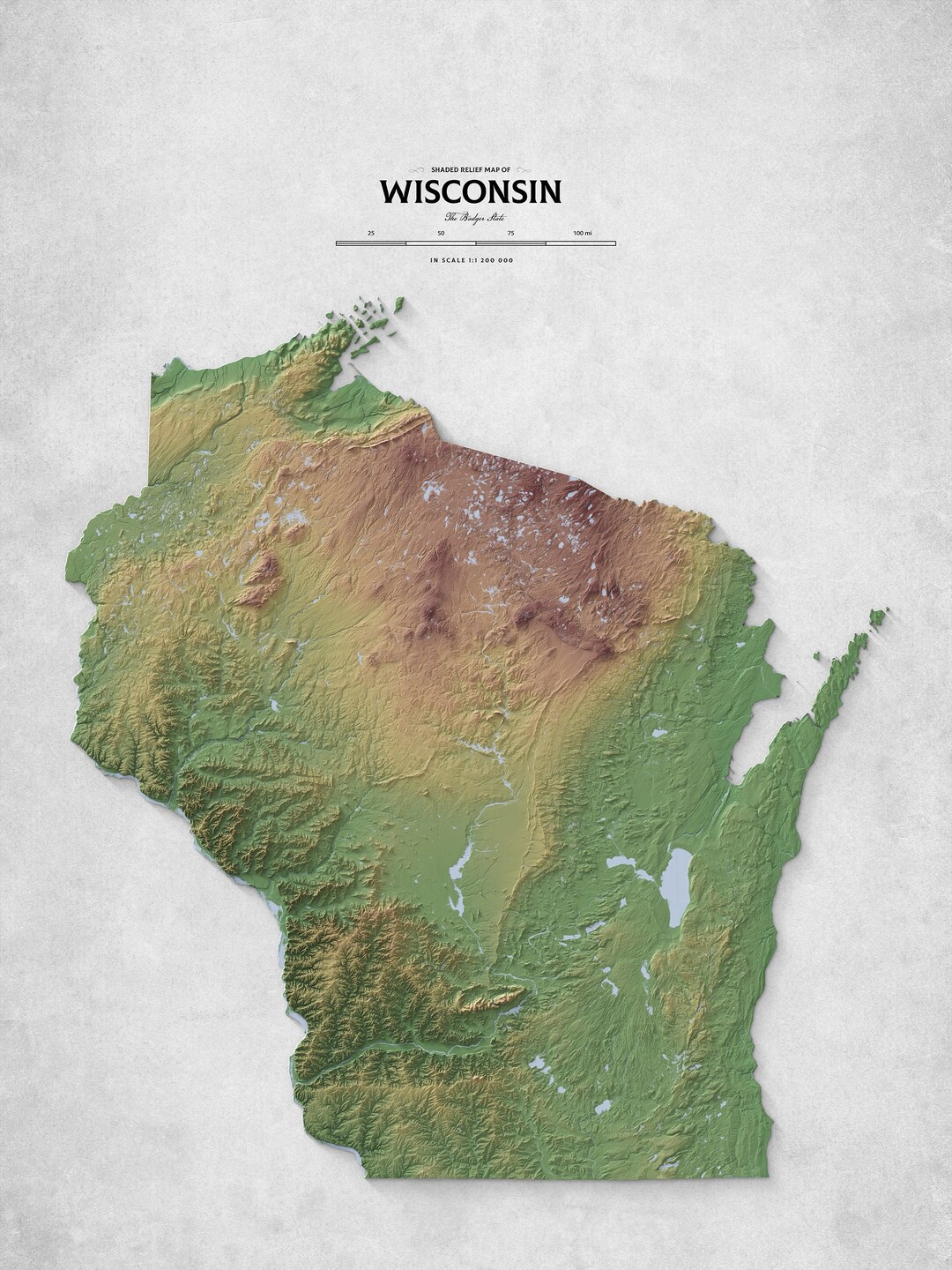 Wisconsin Map Poster 3 Options - Etsy