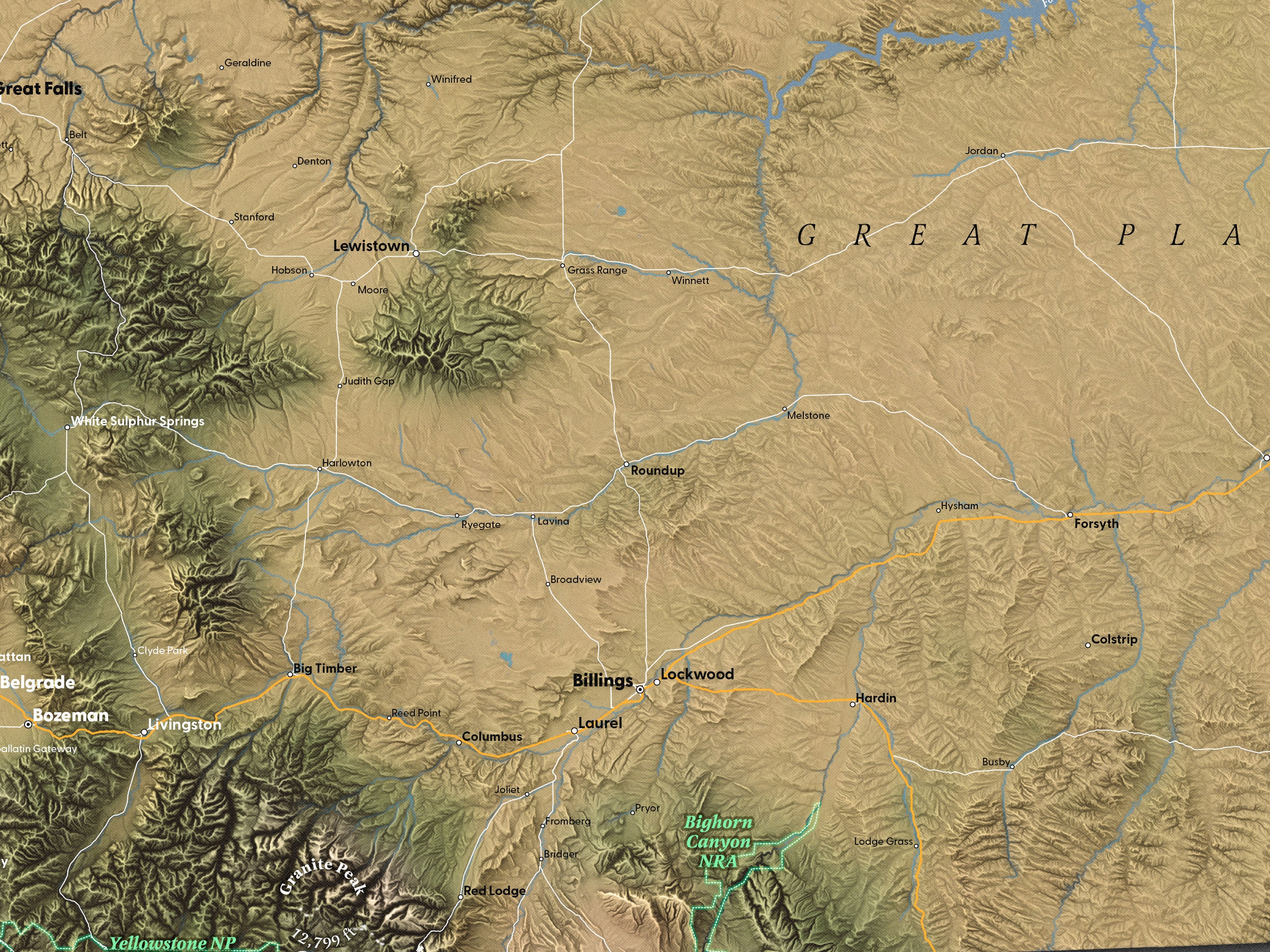 Montana Topographic Map, Map of Montana, Montana Decor, Montana Wall ...