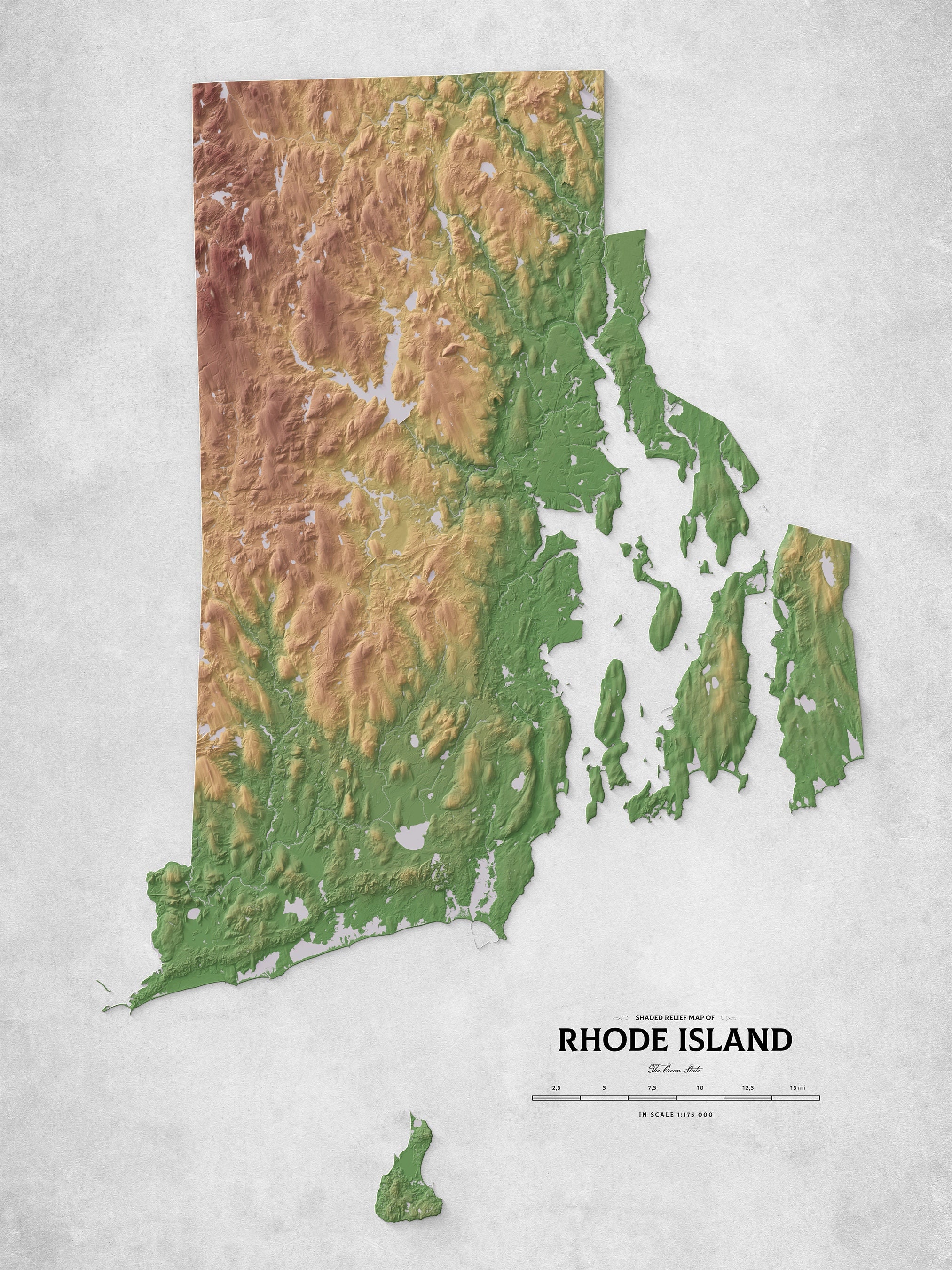 Rhode Island Map Poster 2 Options - Etsy