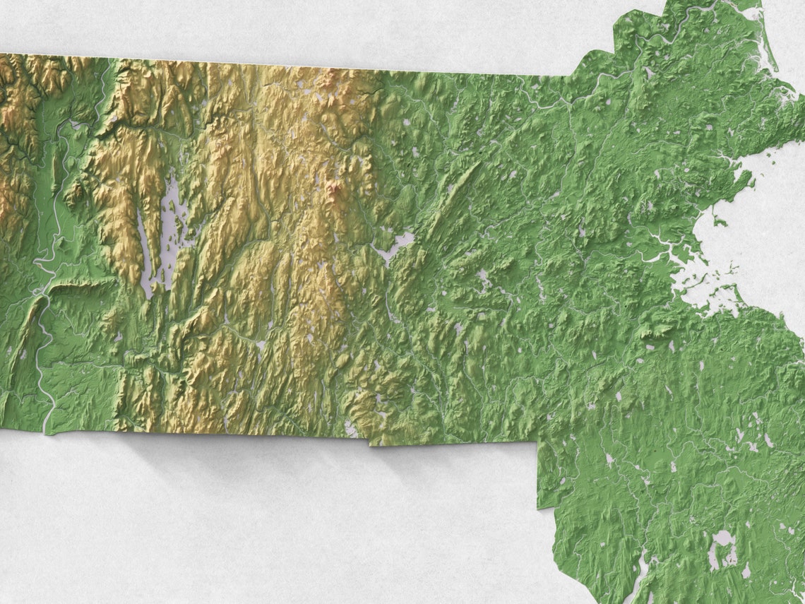 Massachusetts Map Poster 3 Options - Etsy
