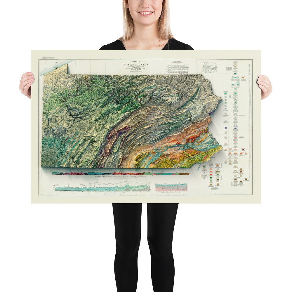 Vintage Geologic Map of Pennsylvania 1931 Poster Unique - Etsy