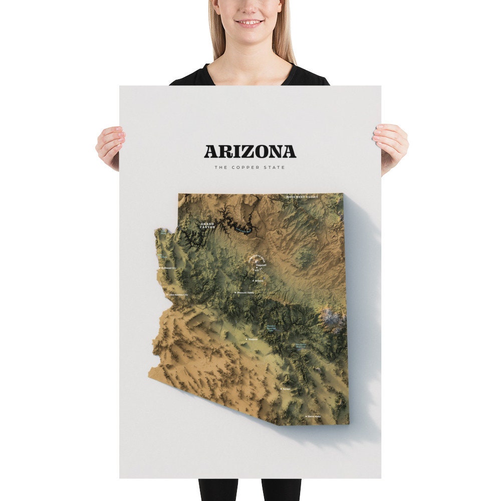 Arizona Arizona Map Arizona Poster Arizona Map Art Arizona - Etsy