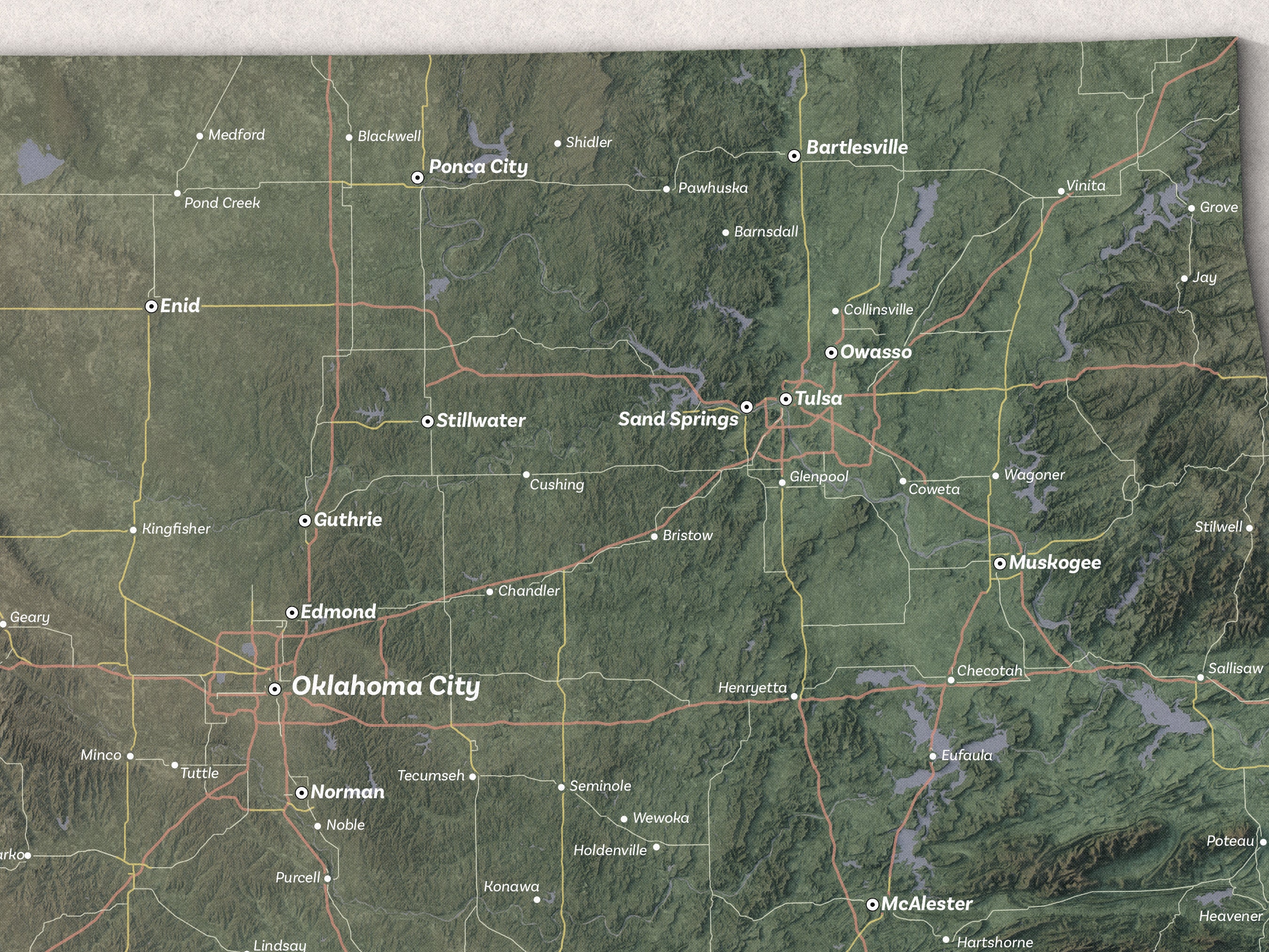 Oklahoma State Map Poster - Etsy